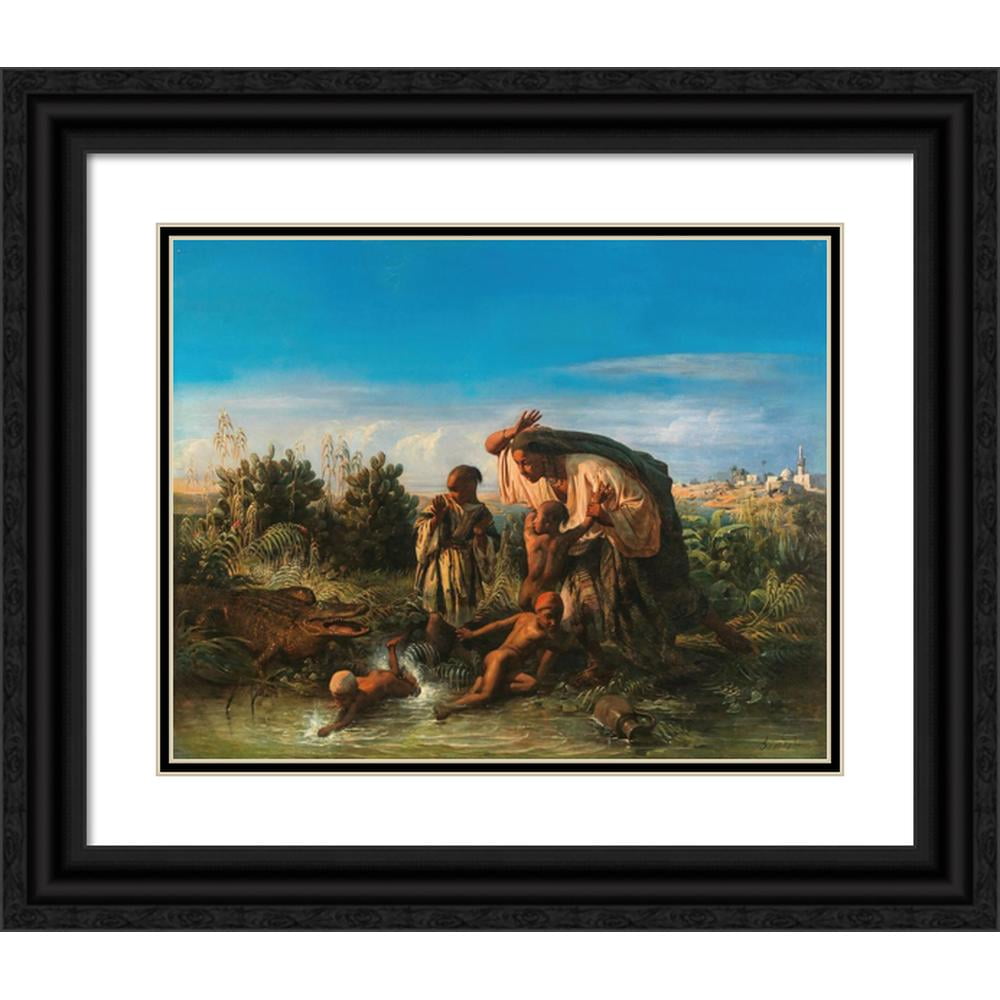 François–Auguste Biard 14x12 Black Ornate Wood Framed Double Matted ...