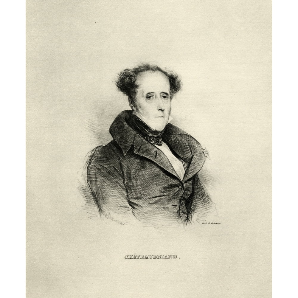 Fran ois Rene De Chateaubriand 1768-1848. French Politician And Writer. Lithograph By A. Dev_ria ...