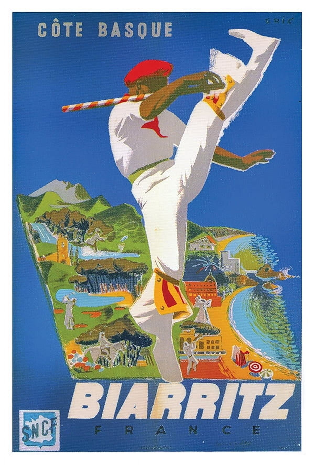 France - Biarritz - Vintage Travel Poster (12x18Inches) - Walmart.com