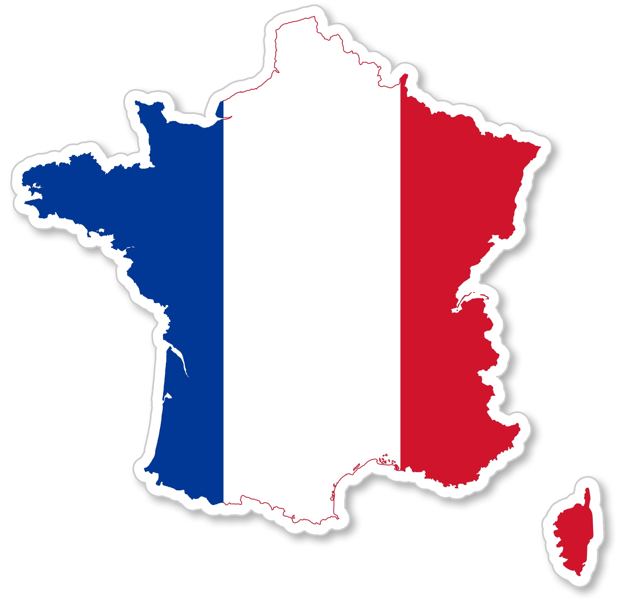 France Country French Flag Map Outline Vinyl Sticker Decal 4" - Walmart.com