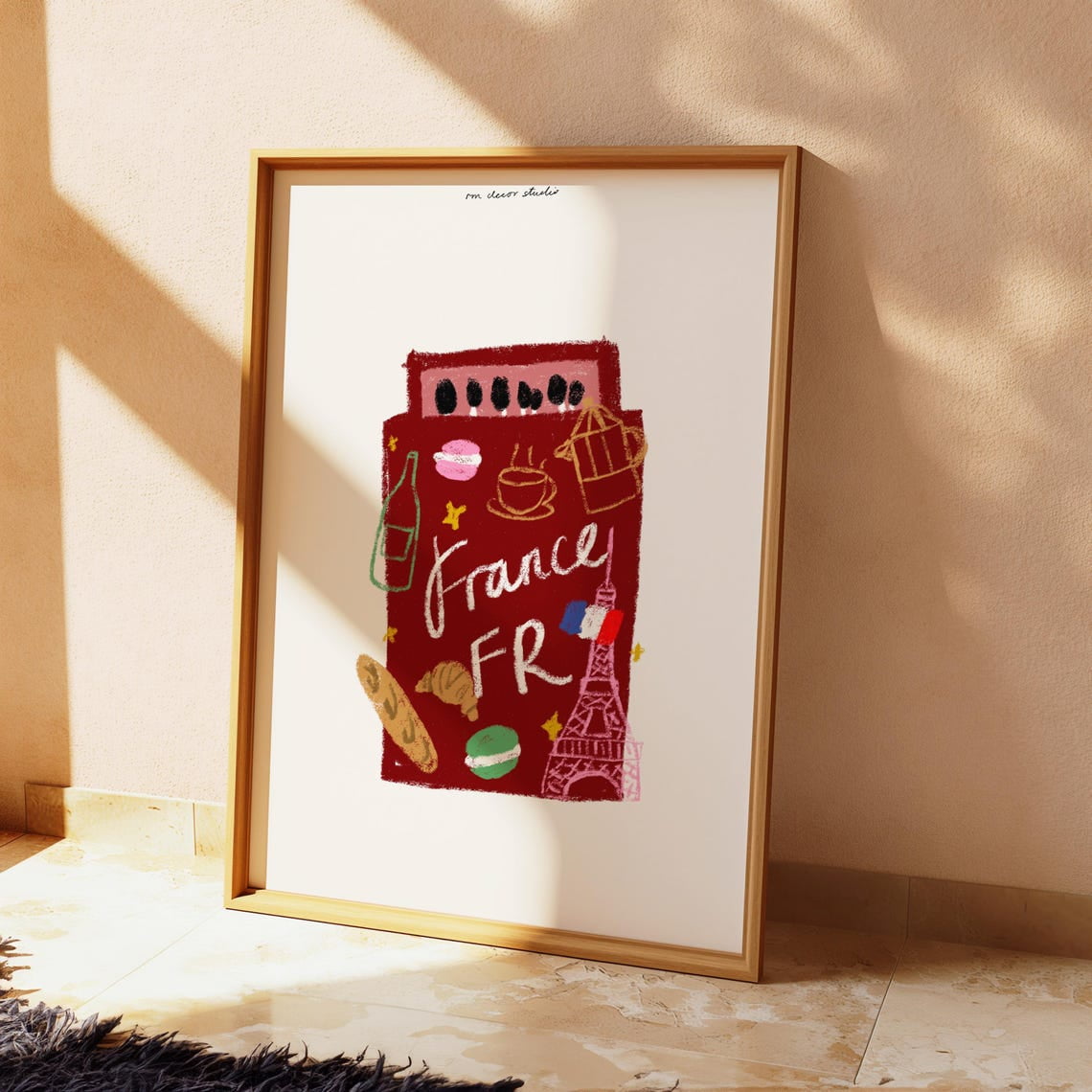 France Doodle Matchbox Art Print Poster, Matches Vintage Trendy Retro ...