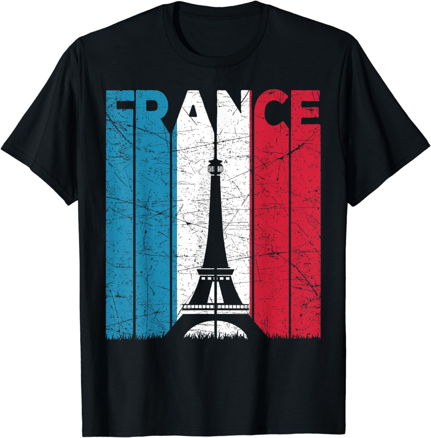 France Flag Eiffel Tower Francophile Retro Paris T-Shirt - Walmart.com