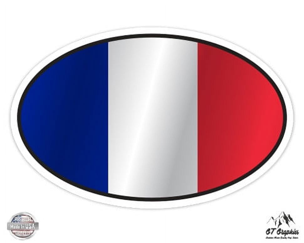 France Flag Oval - 5" Vinyl Sticker - For Car Laptop I-Pad - Waterproof ...
