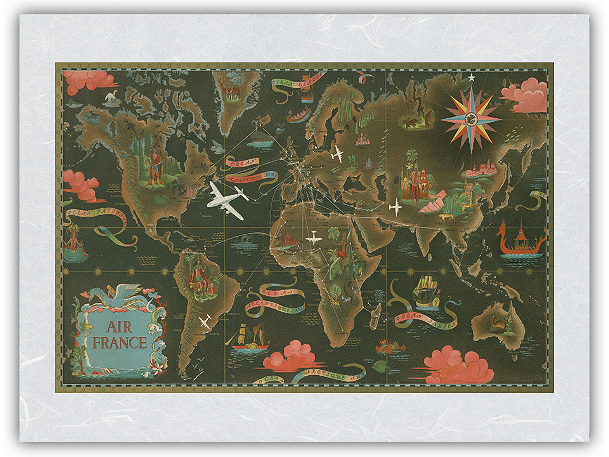 France - Fly Routes World Map - World Air Routes - Vintage Airline ...