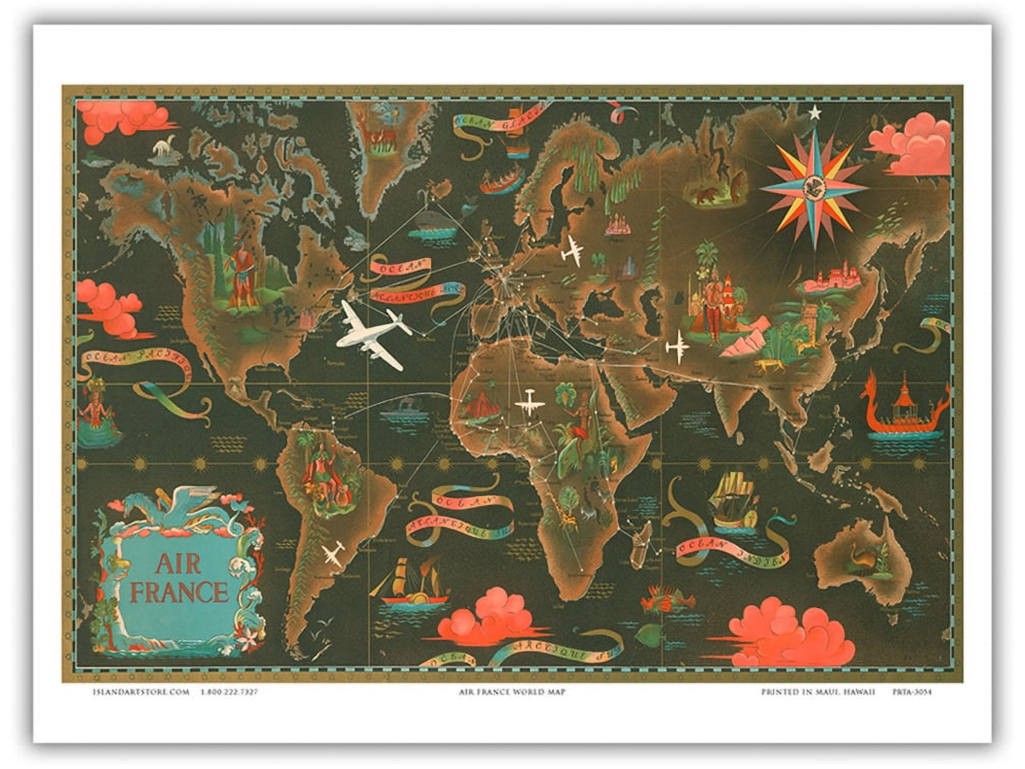 France - Fly Routes World Map - World Air Routes - Vintage Airline ...