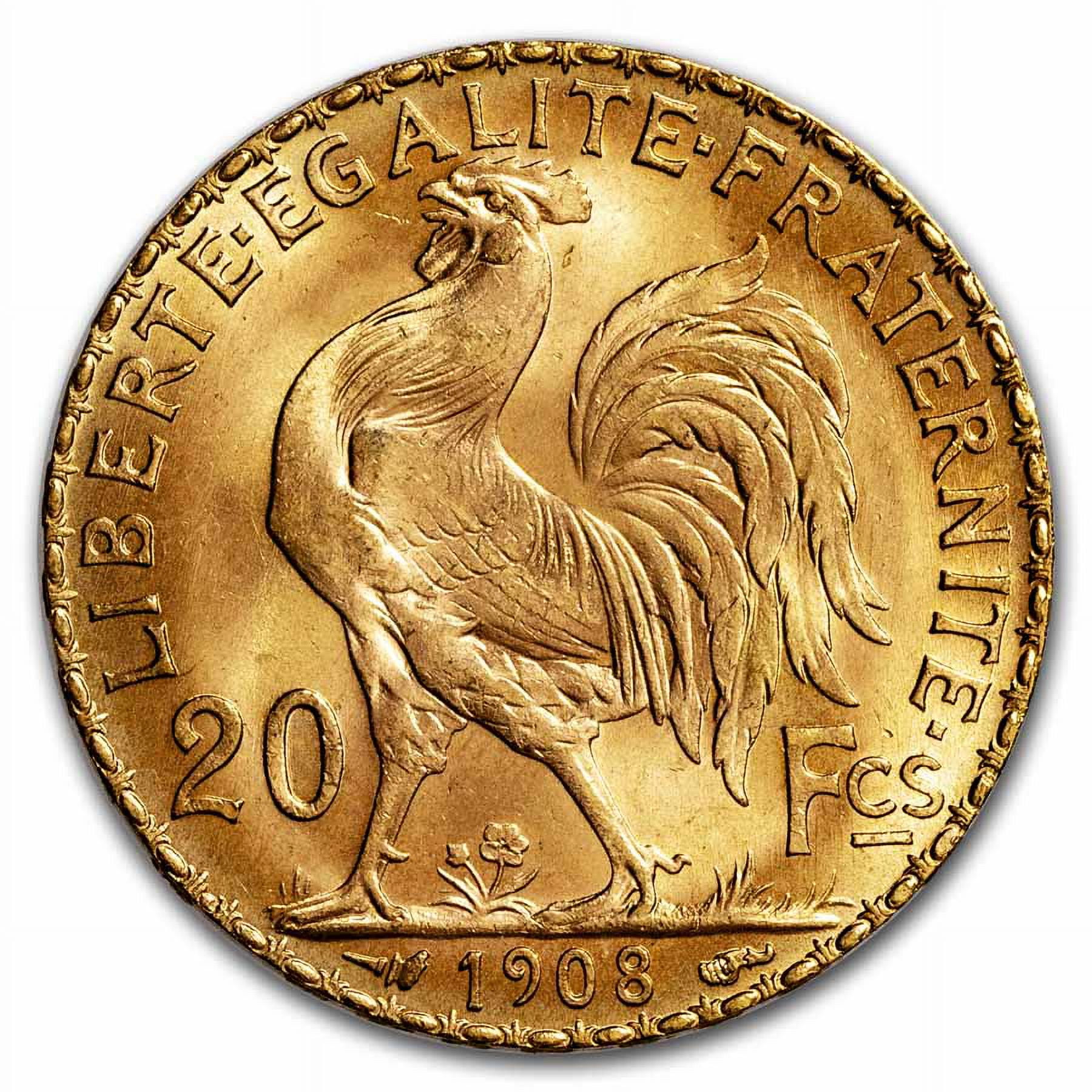 French Gold 20 Francs Coin (1899-1914) AU - Popular Bullion, Marianne Rooster Design - Walmart.com