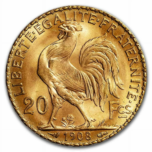 French Gold 20 Francs Coin (1899-1914) AU - Popular Bullion, Marianne Rooster Design - Walmart.com