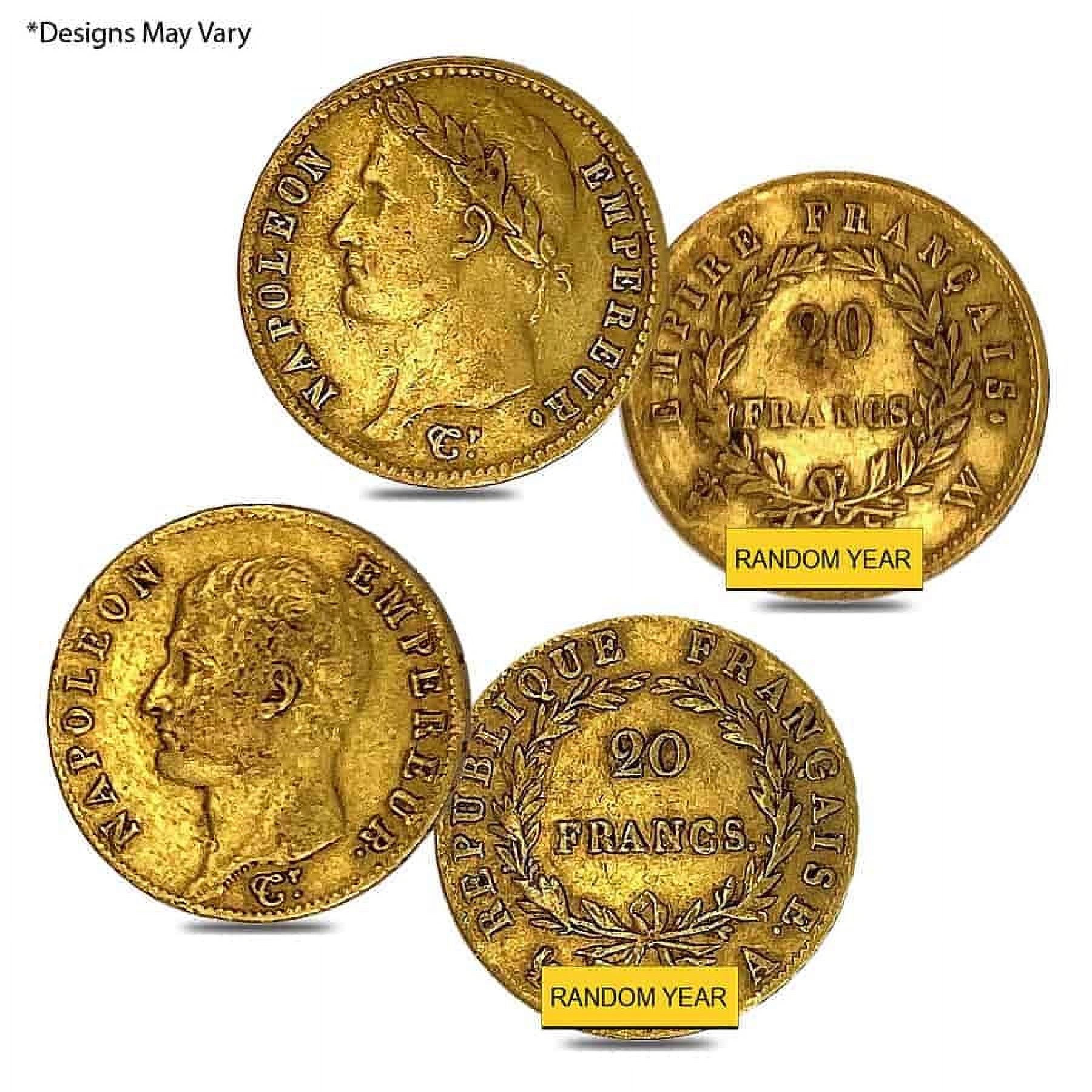 France Gold 20 Francs Napoleon I Avg Circ AGW .1867 oz (Random Year ...