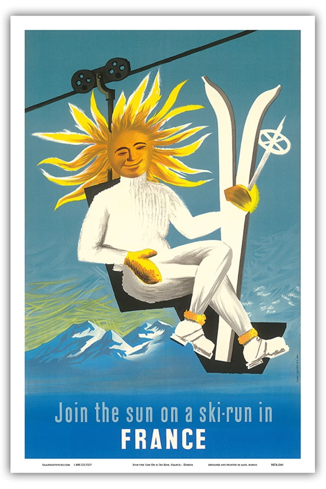 France - Join the Sun On A Ski Run - Vintage Travel Poster by Jacques ...