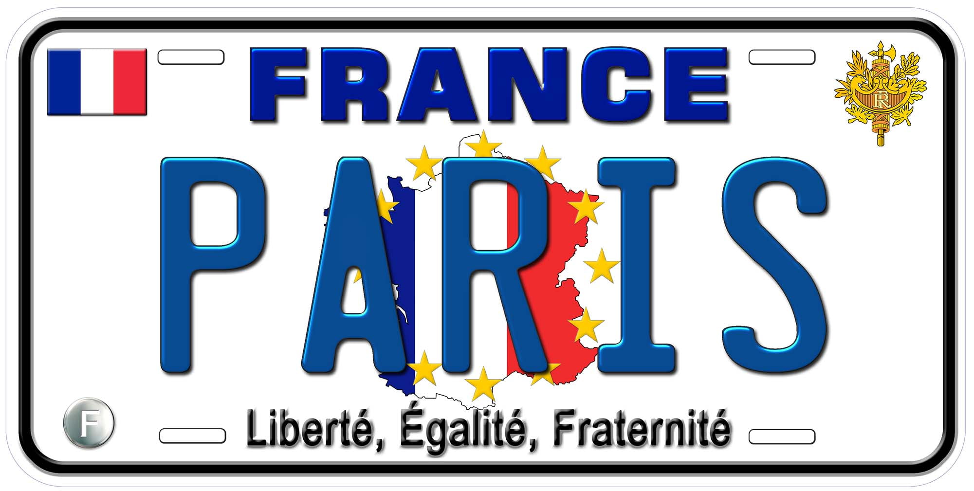 Custom Novelty Flat License Plate, Paris France Design, 6x12 Inches, UV ...