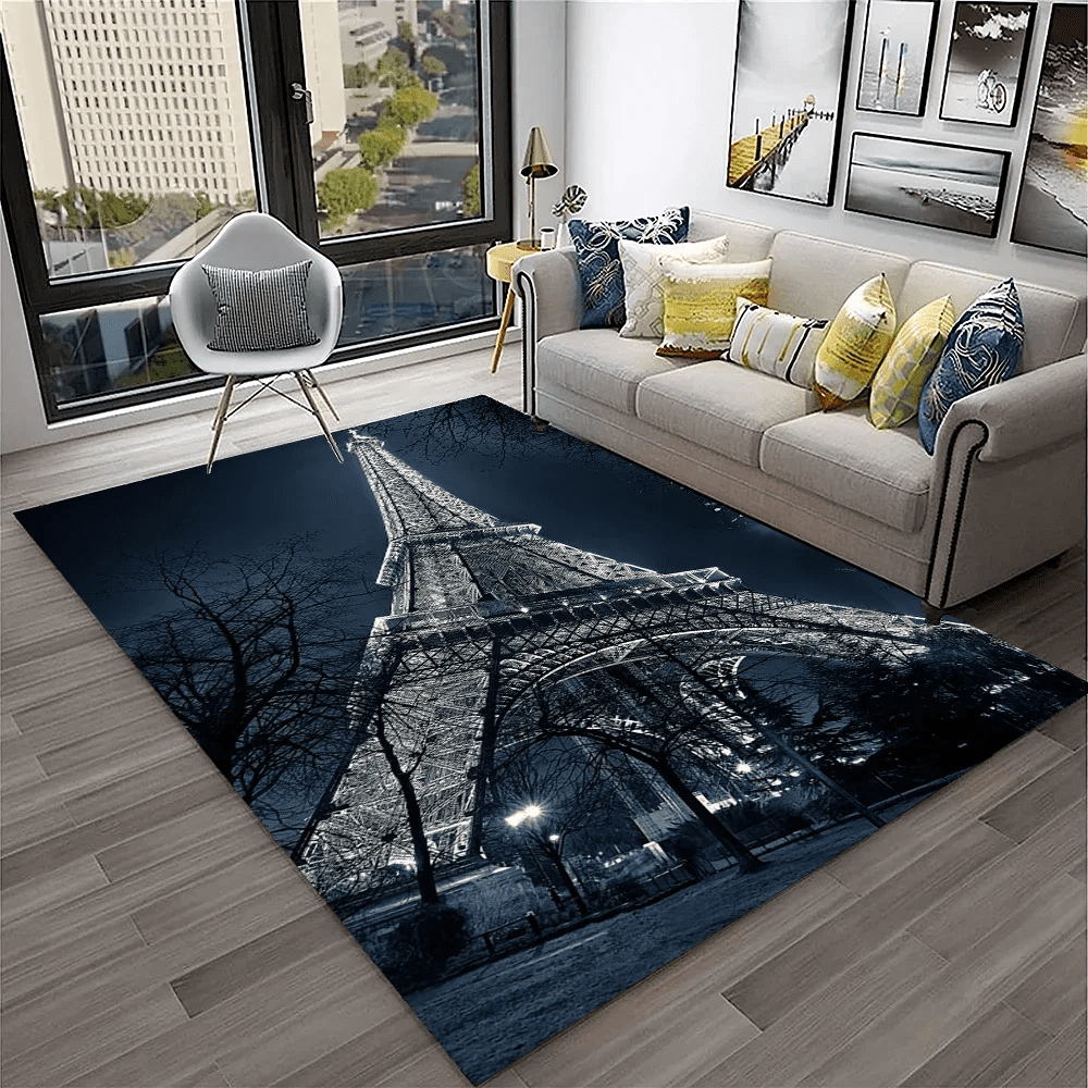 France Paris Eiffel Tower Retro Carpet Rug for Home Living Room Bedroom ...