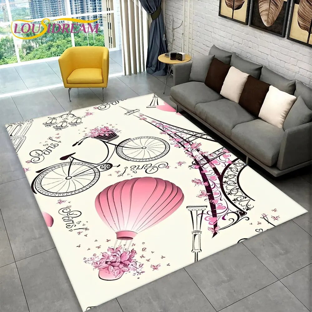 France Paris Eiffel Tower Romantic Art Area Rug Carpet Rug for Living ...