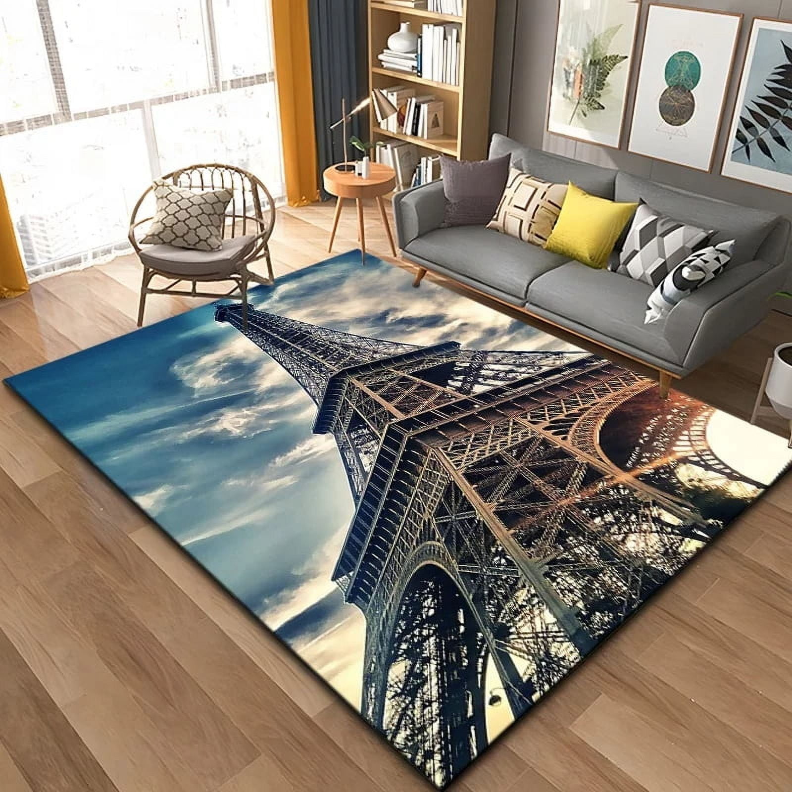 France Paris Eiffel Tower Romantic Art Area Rug Non-slip Floor Mat ...