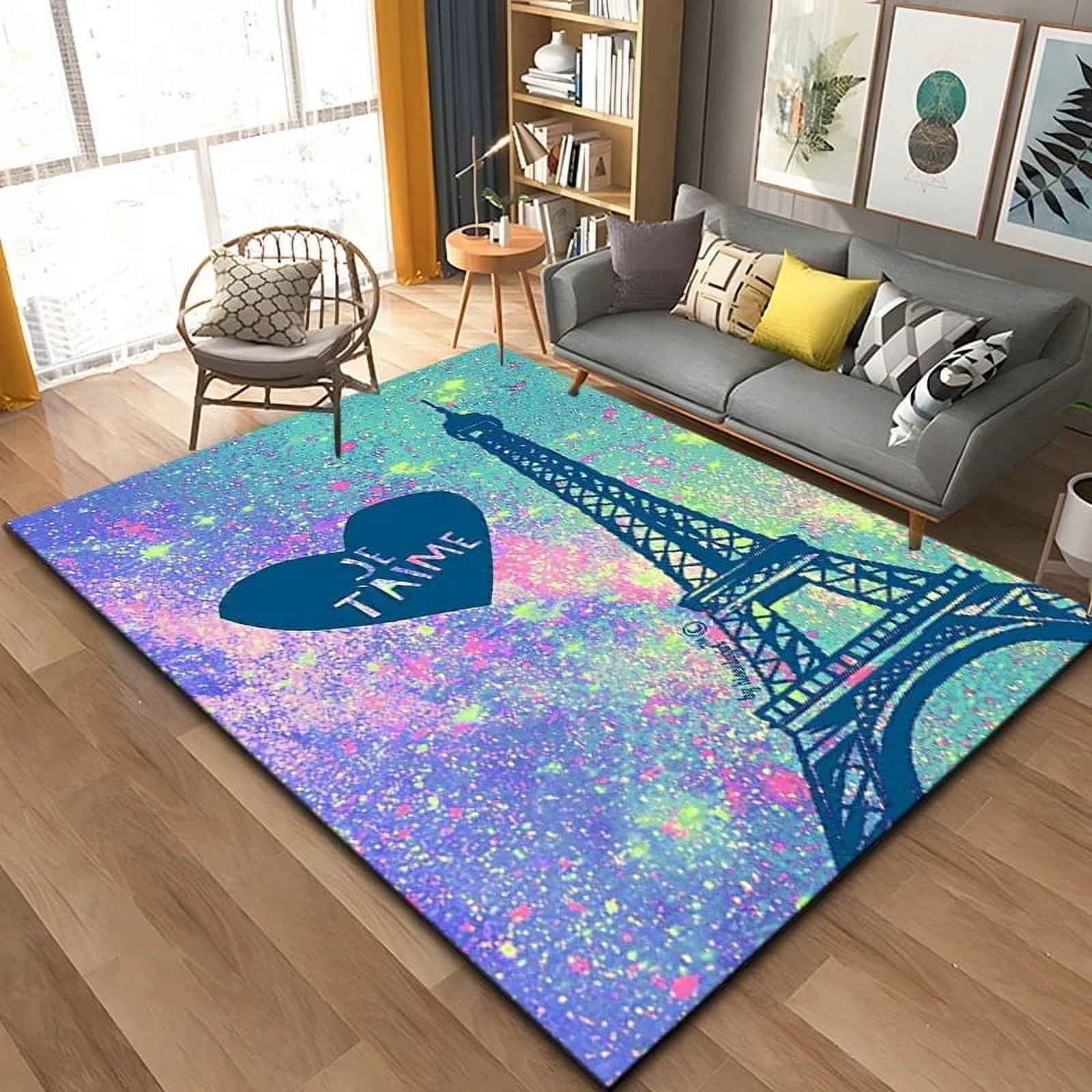 France Paris Eiffel Tower Romantic Art Area Rug Non-slip Floor Mat ...