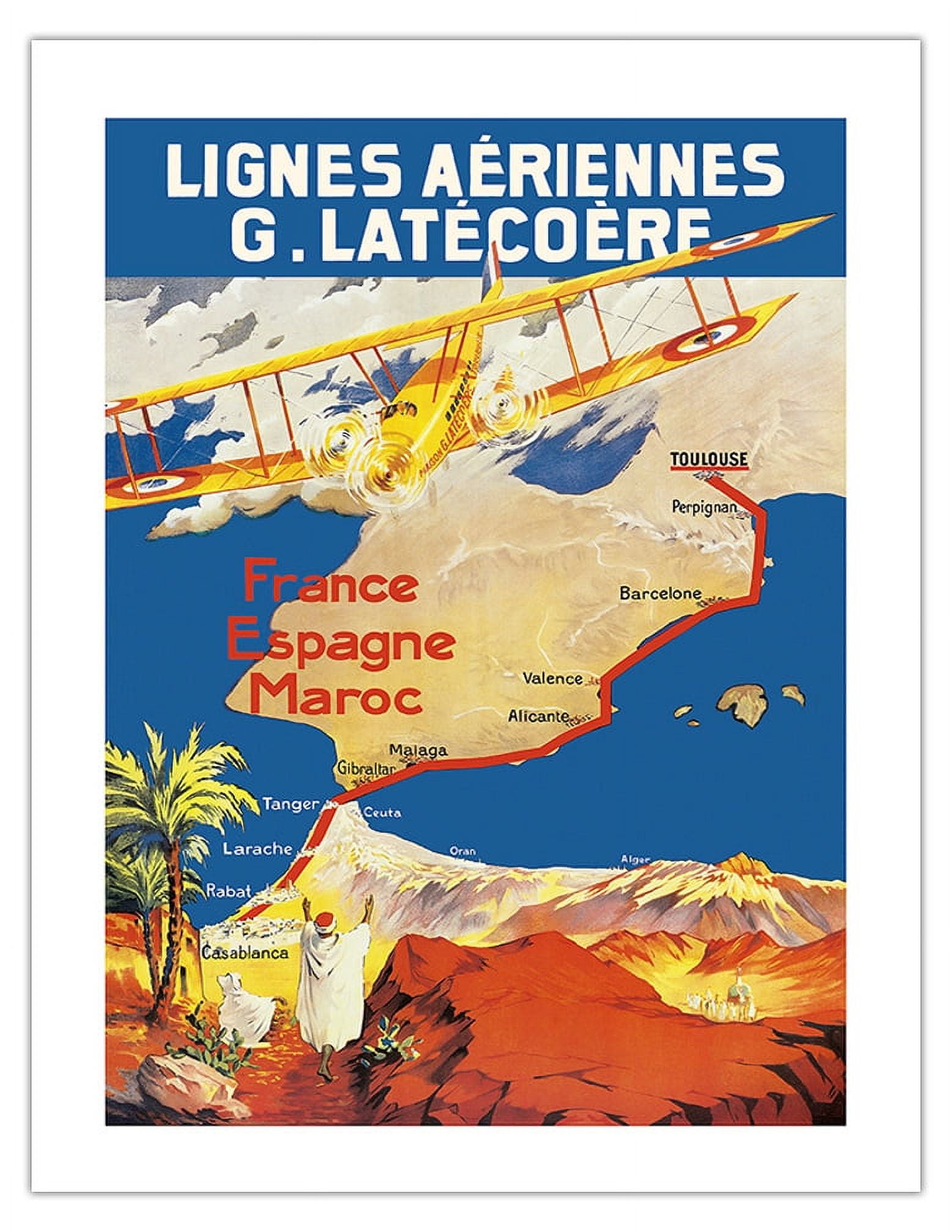 France - Spain - Morocco - Lignes Aeriennes (Aéropostale) - Vintage ...