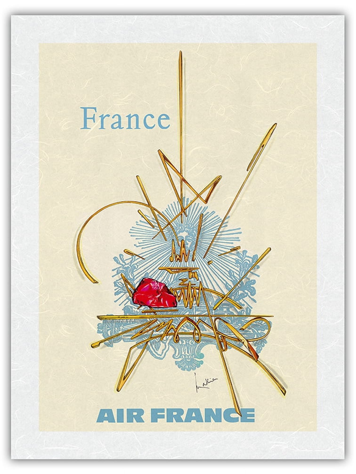 France - Sun King and Eiffel Tower - Vintage Airline Travel Poster by ...