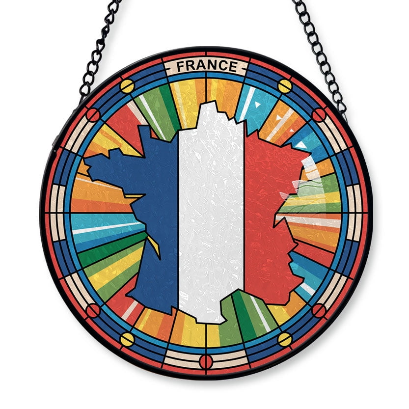 France Travel Decor Suncatcher Stained Glass Window Hanging, Gift for ...