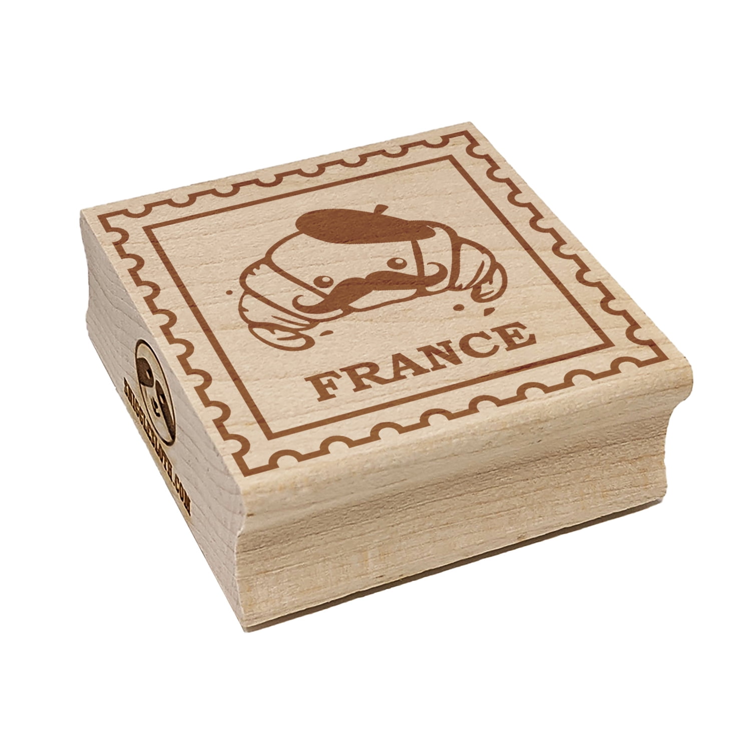 France Travel French Croissant with Beret Square Rubber Stamp Stamping ...