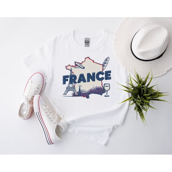 France Travel Shirt, Retro Map Tee, Travel Lover - Walmart.com