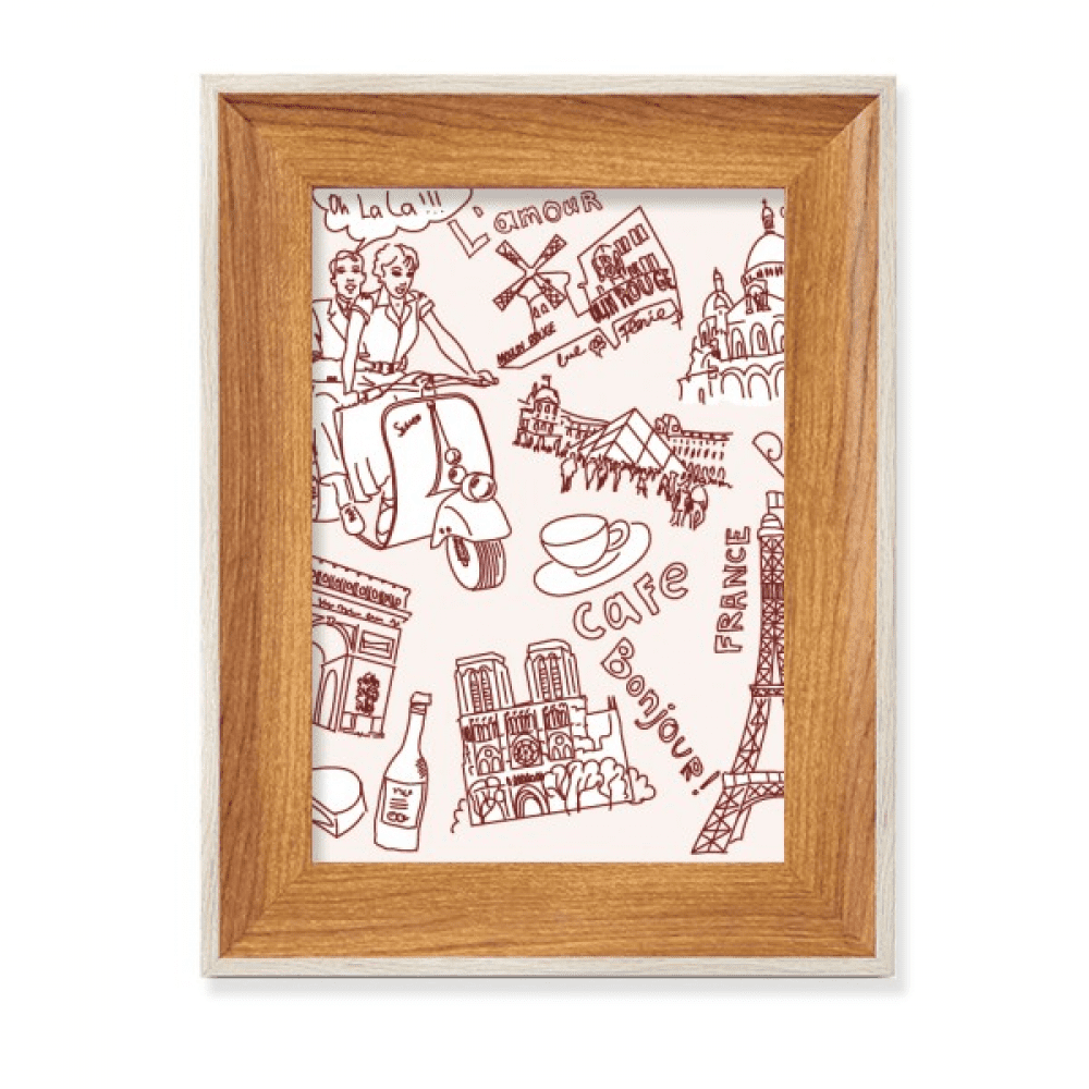 France Triumphal Arch Louvre Eiffel Tower Desktop Wooden Photo Frame ...
