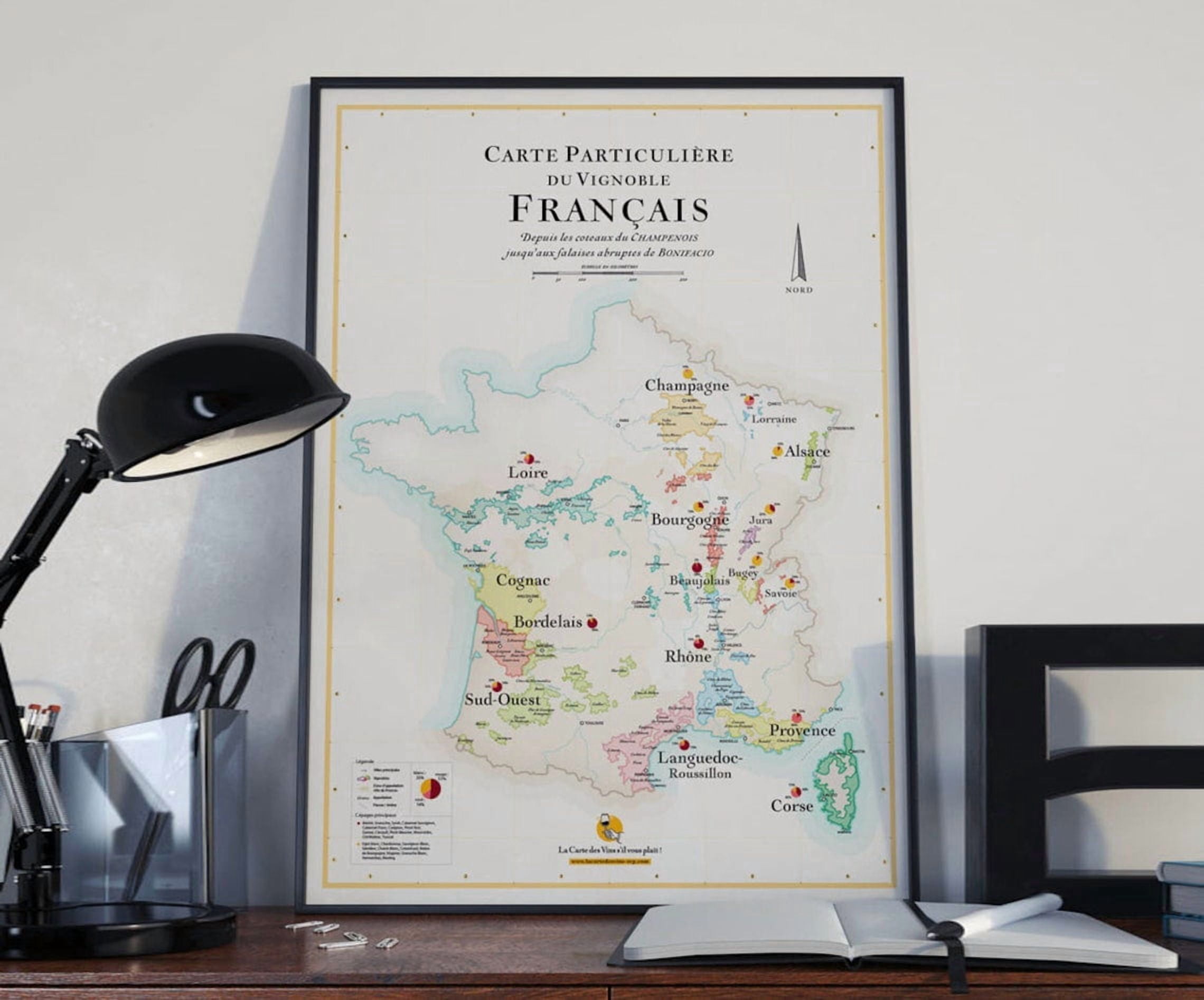 France Wine Map, Kitchen Wall Art, Unframed Paper Poster 8x10in ...