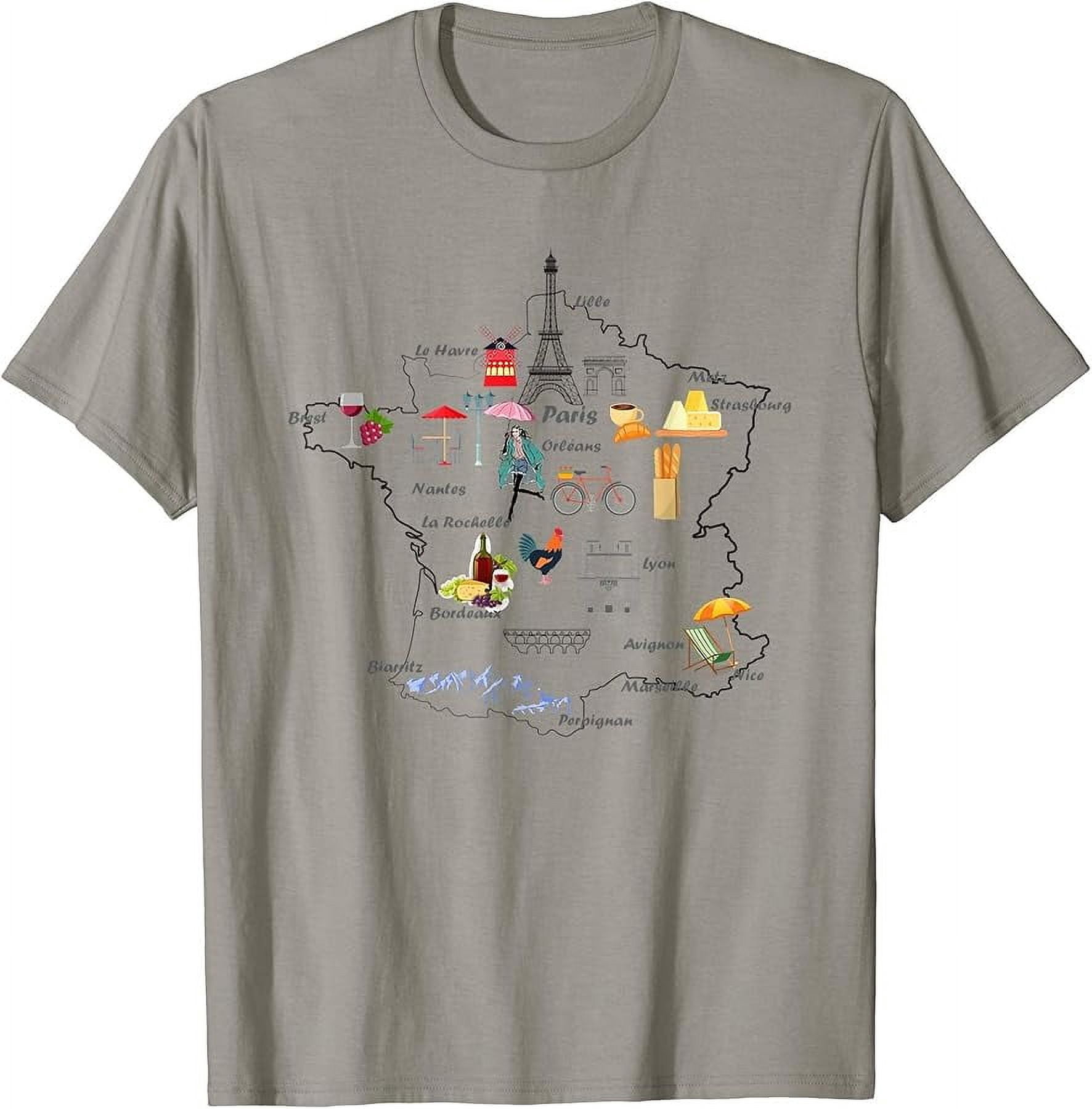 France tourist Map with the major cities and Eiffel tower T-Shirt ...
