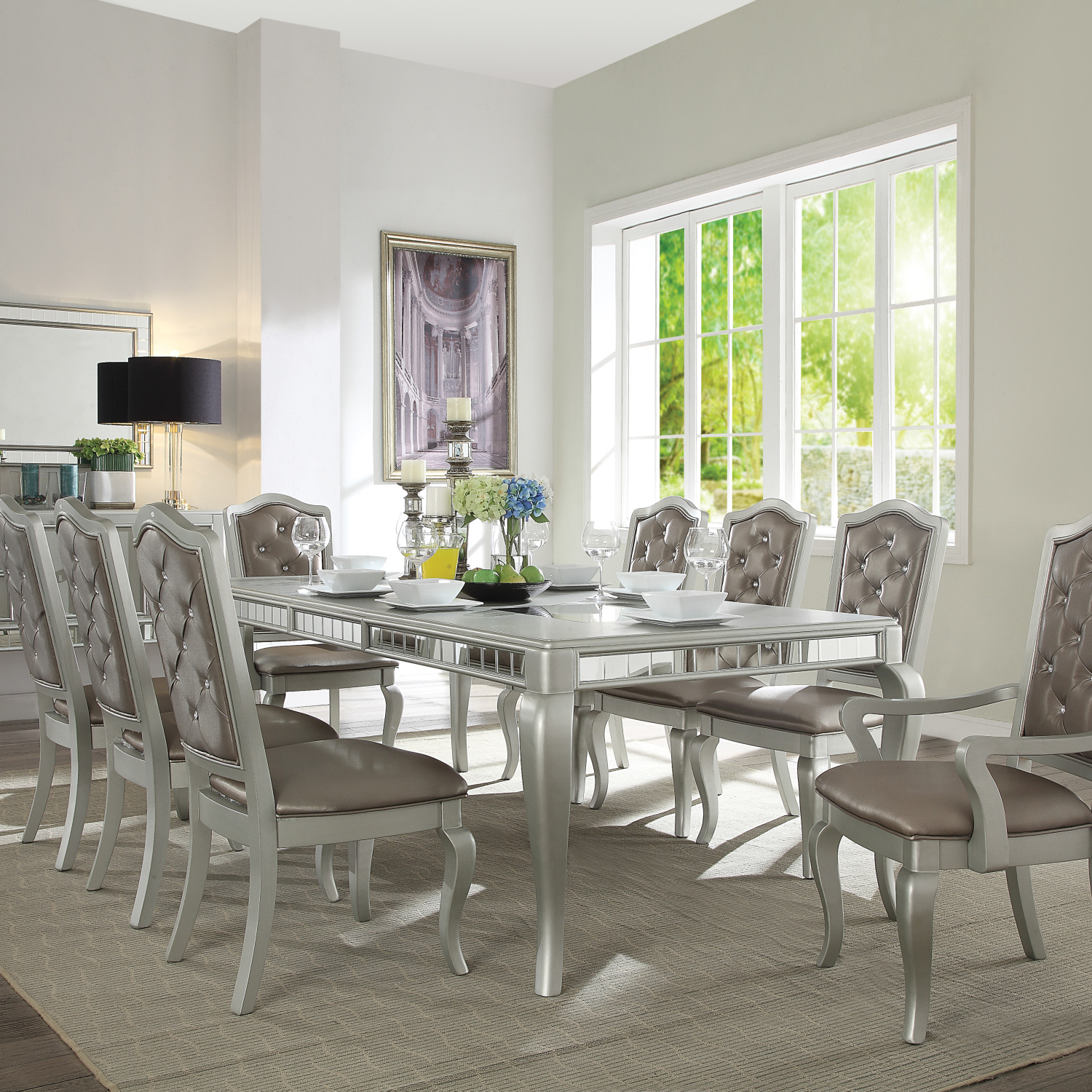 Francesca Champagne Finish Dining Table - Walmart.com