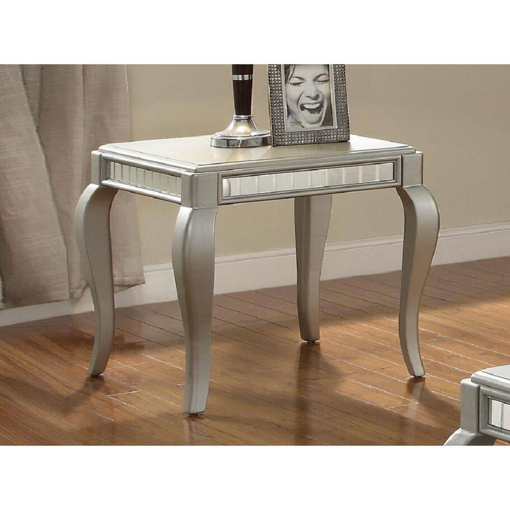 Francesca Champagne Square End Table with Mirror Trim - Walmart.com