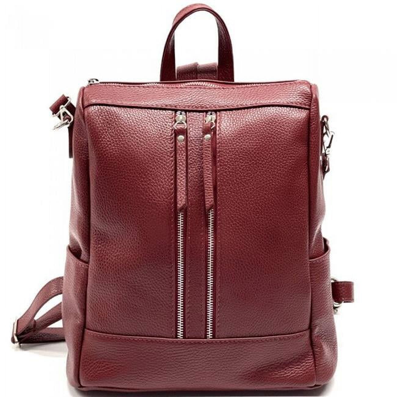 Francesca Luxurious Handcrafted Top Handle Leather Backpack, Dark Red ...