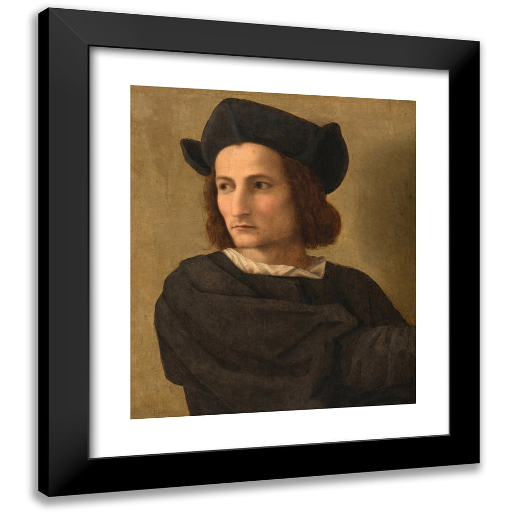 Franciabigio 12x14 Black Modern Framed Museum Art Print Titled - Portrait of a Man (Between 1482 ...