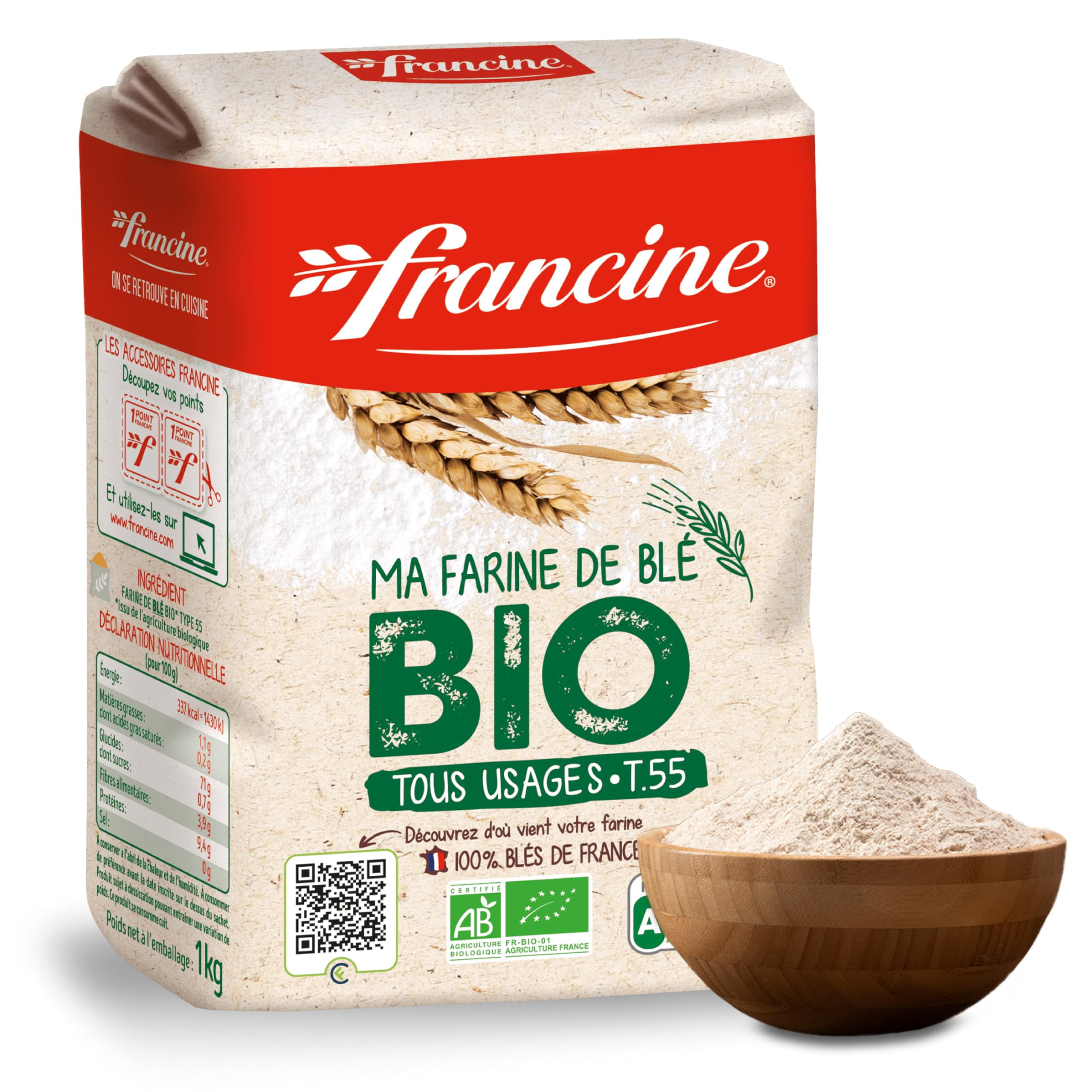 Francine Farine de Ble BDF32 Bio - French All Purpose Organic Wheat ...