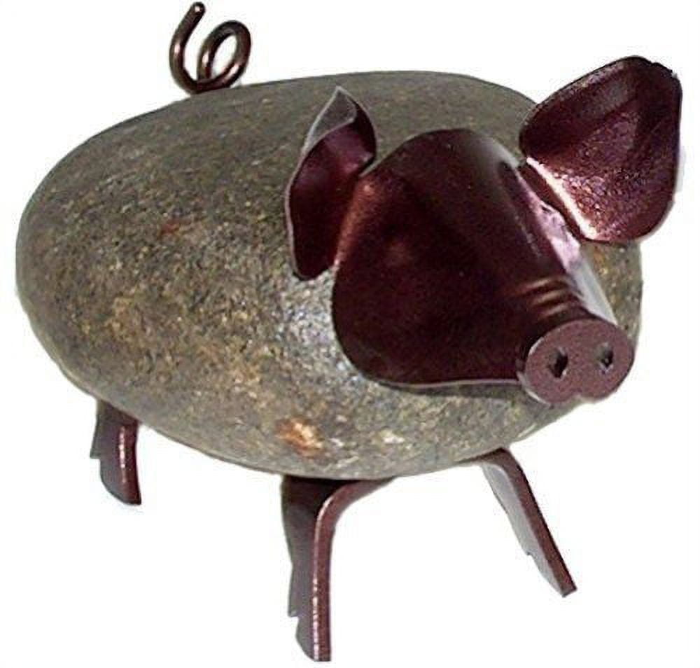 Francis Metal Works Medium Pig Metal & Stone Garden Statue Sculpture ...