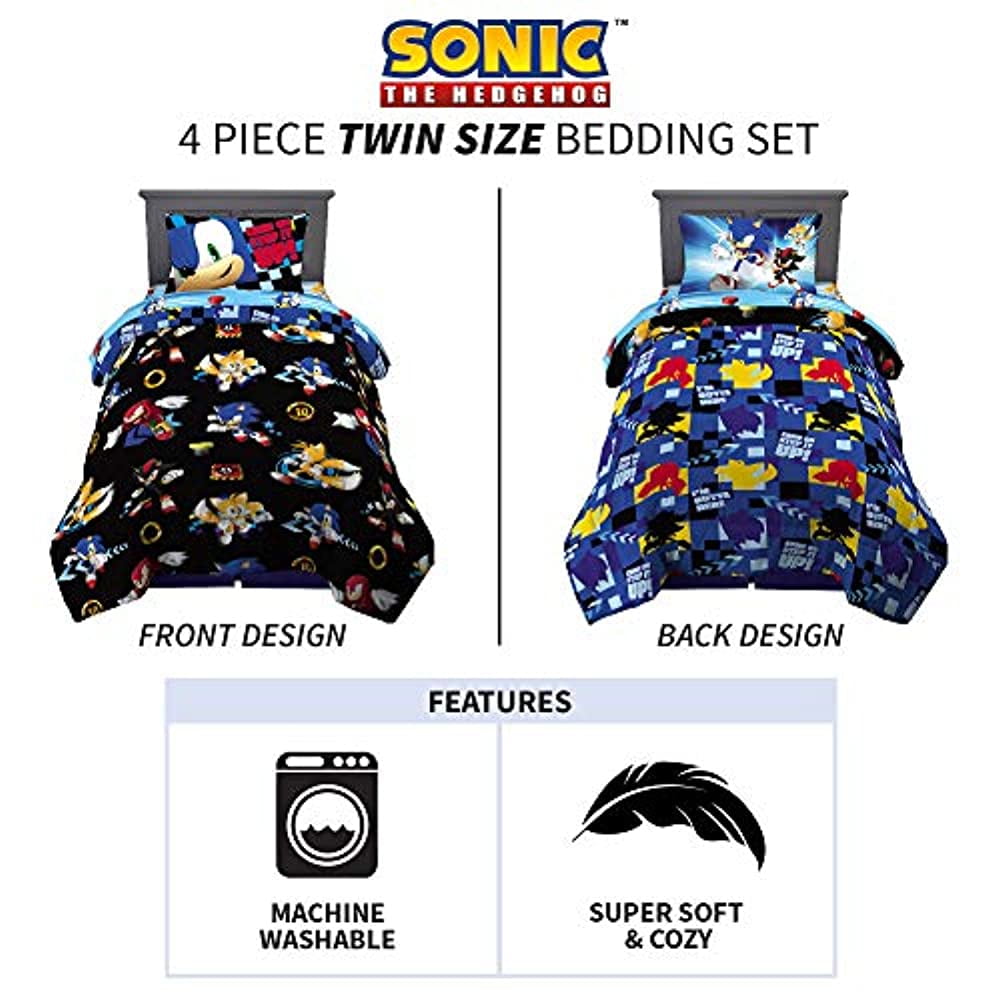 Franco 4-Piece Sonic The Hedgehog Comforter Set, Twin - Walmart.com