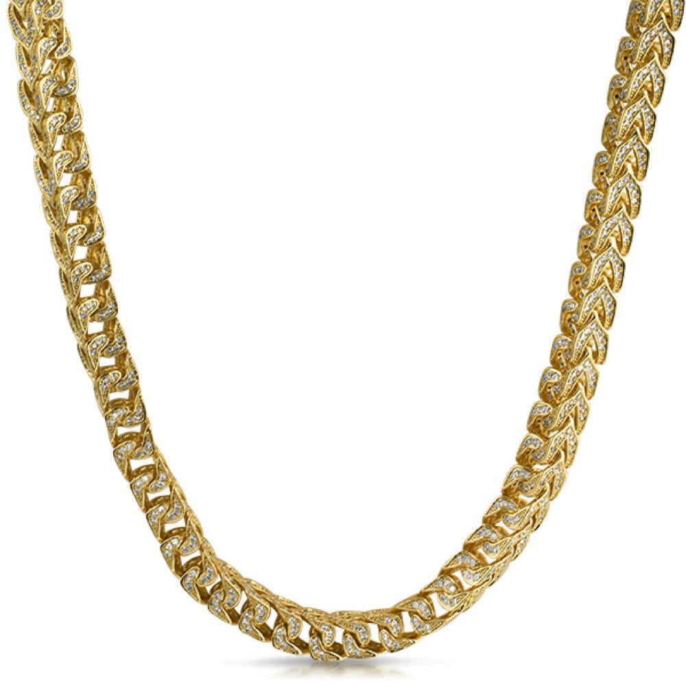 Franco CZ 8MM Wide Gold Bling Bling Chain - Walmart.com