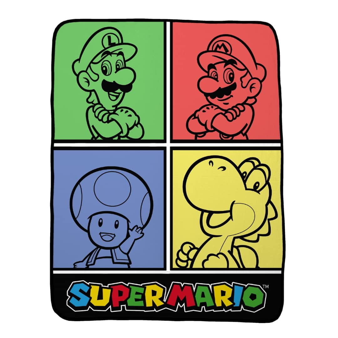 Franco Collectibles Super Mario Bedding Super Soft Micro Raschel Throw ...