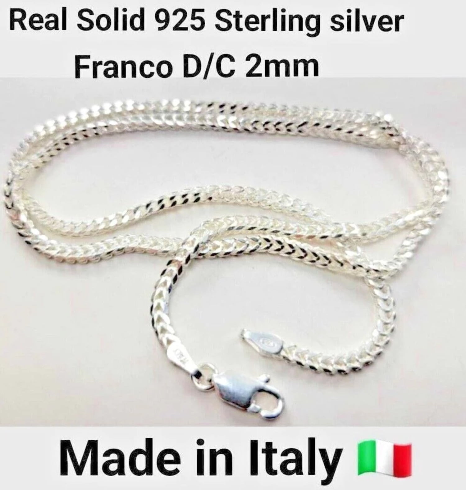 Franco Diamond Cut Sterling silver Chain Necklace Real Solid 925 ...