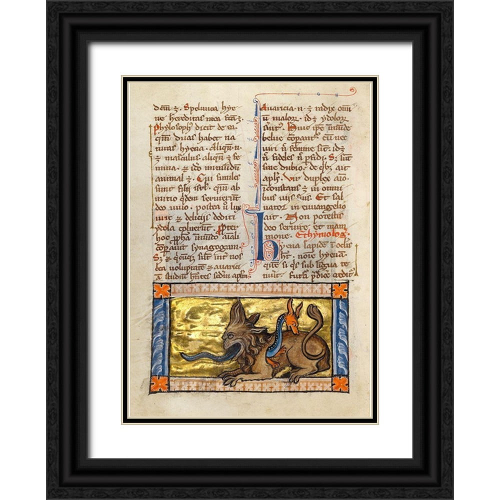 Franco-Flemish 13th Century 11x14 Black Ornate Wood Framed with Double ...