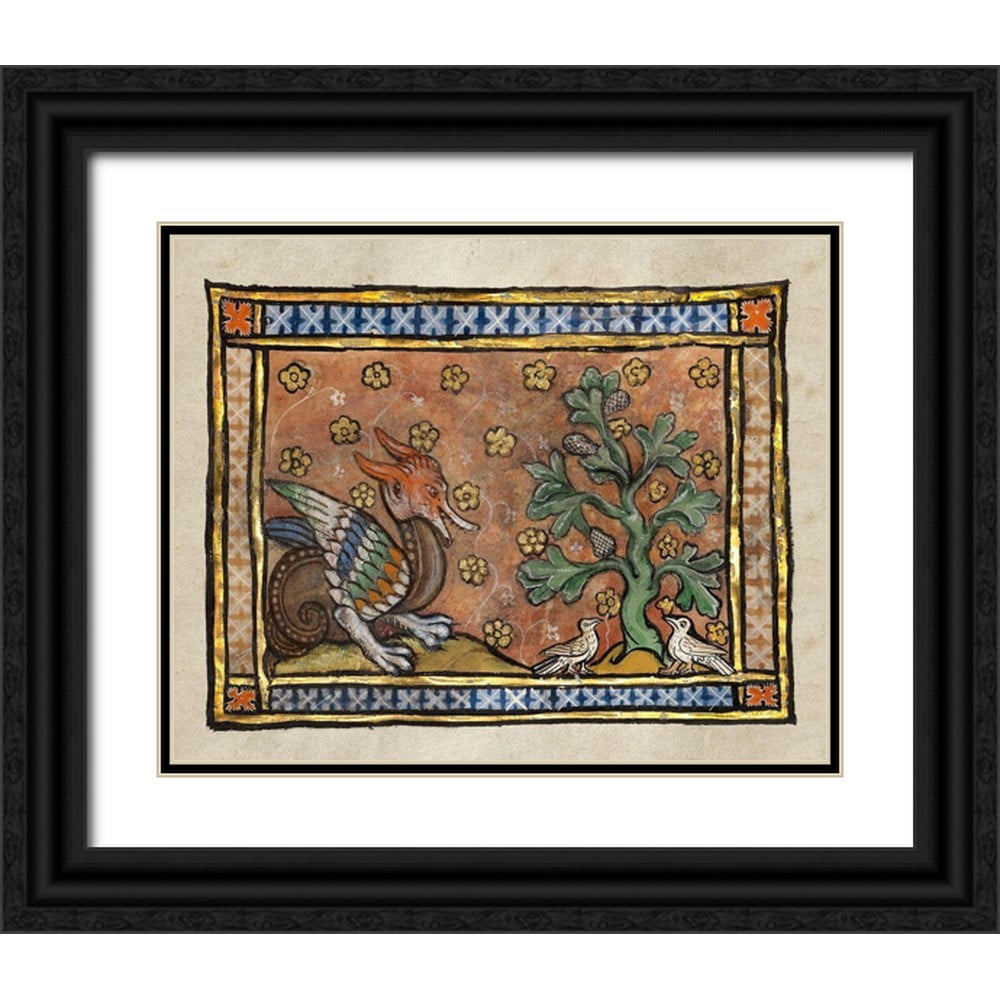 Franco-Flemish 13th Century 14x12 Black Ornate Wood Framed with Double ...