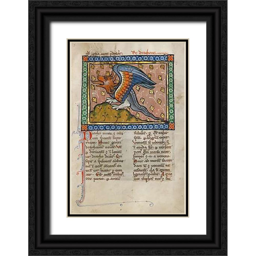 Franco-Flemish 13th Century 17x24 Black Ornate Wood Framed with Double ...