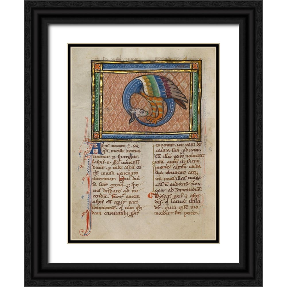 Franco-Flemish 13th Century 19x24 Black Ornate Wood Framed with Double ...
