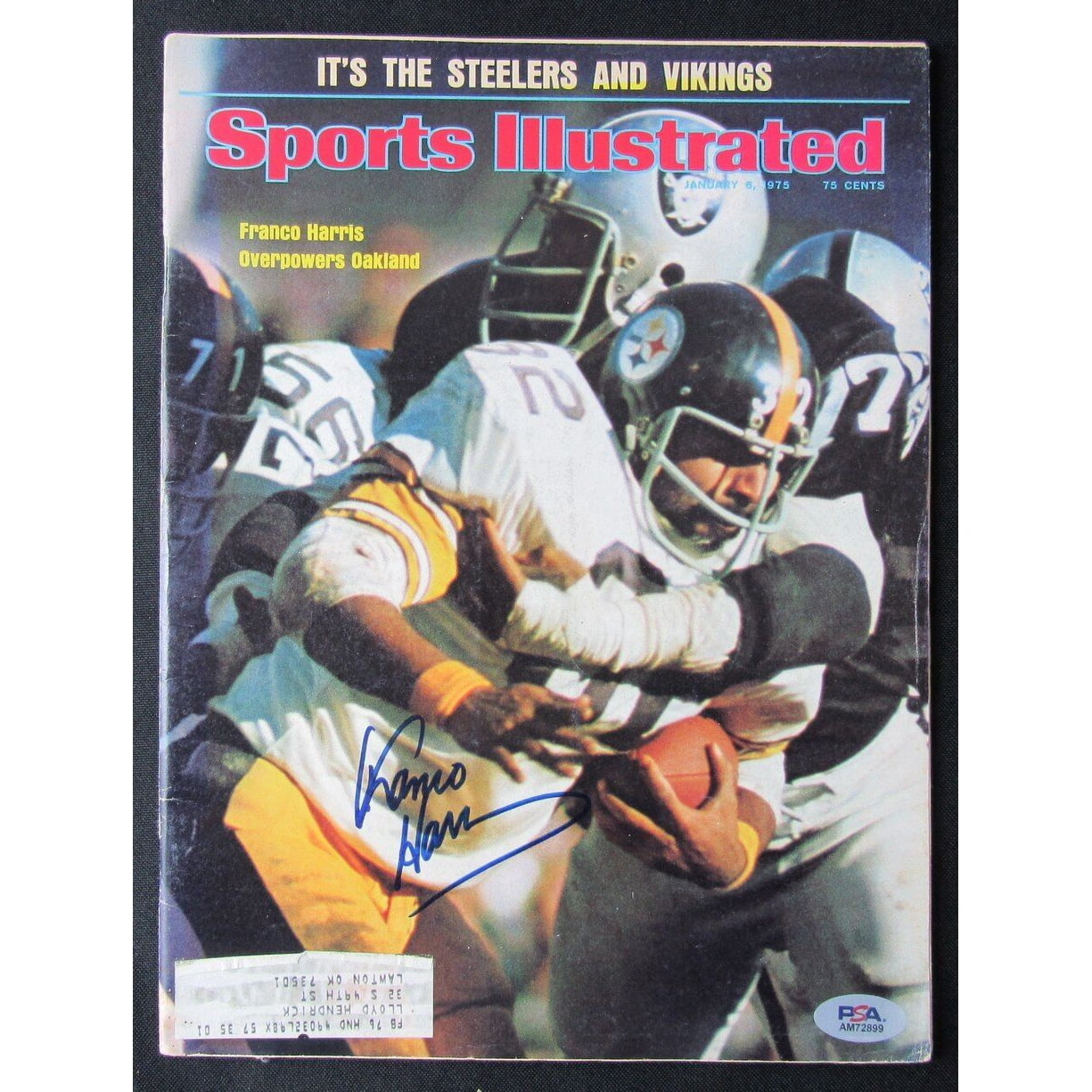 Franco Harris HOF Signed 1975 Sports Illustrated Magazine Steeler PSA ...