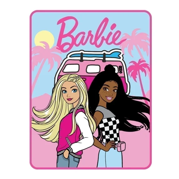 Franco Kids Barbie Super Soft Micro Raschel Throw, 46 In X 60 In ...