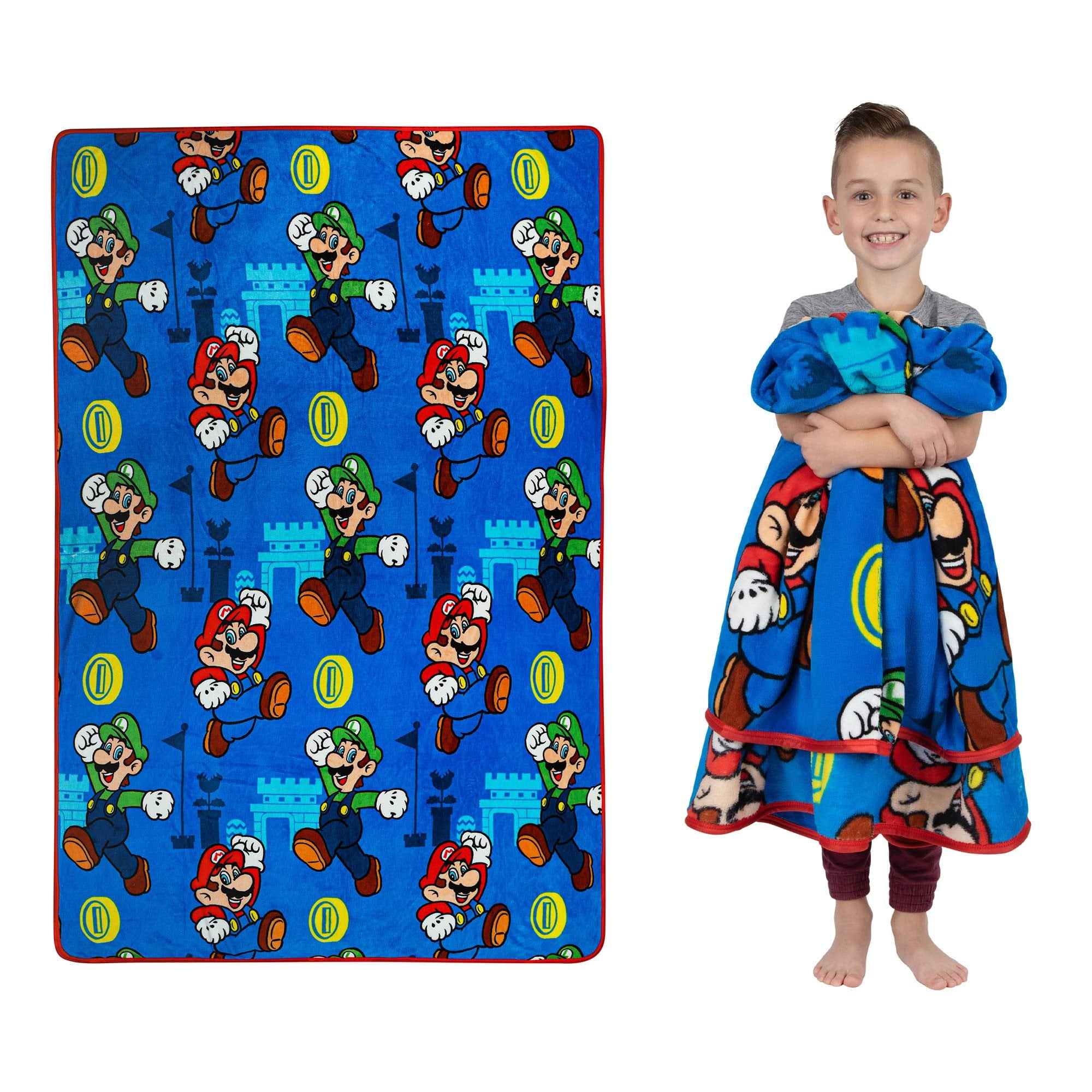 Franco Kids Nintendo Video Game Super Mario Plush Throw Blanket, 62" x ...
