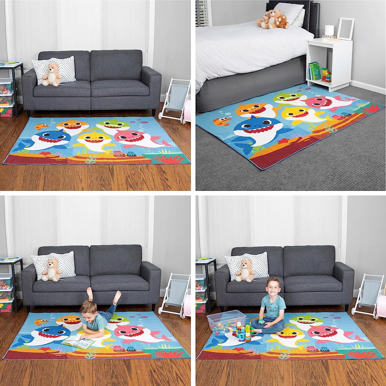 Franco Kids Room Non Slip Area Rug, 69 in x 52 in, Baby Shark Baby ...