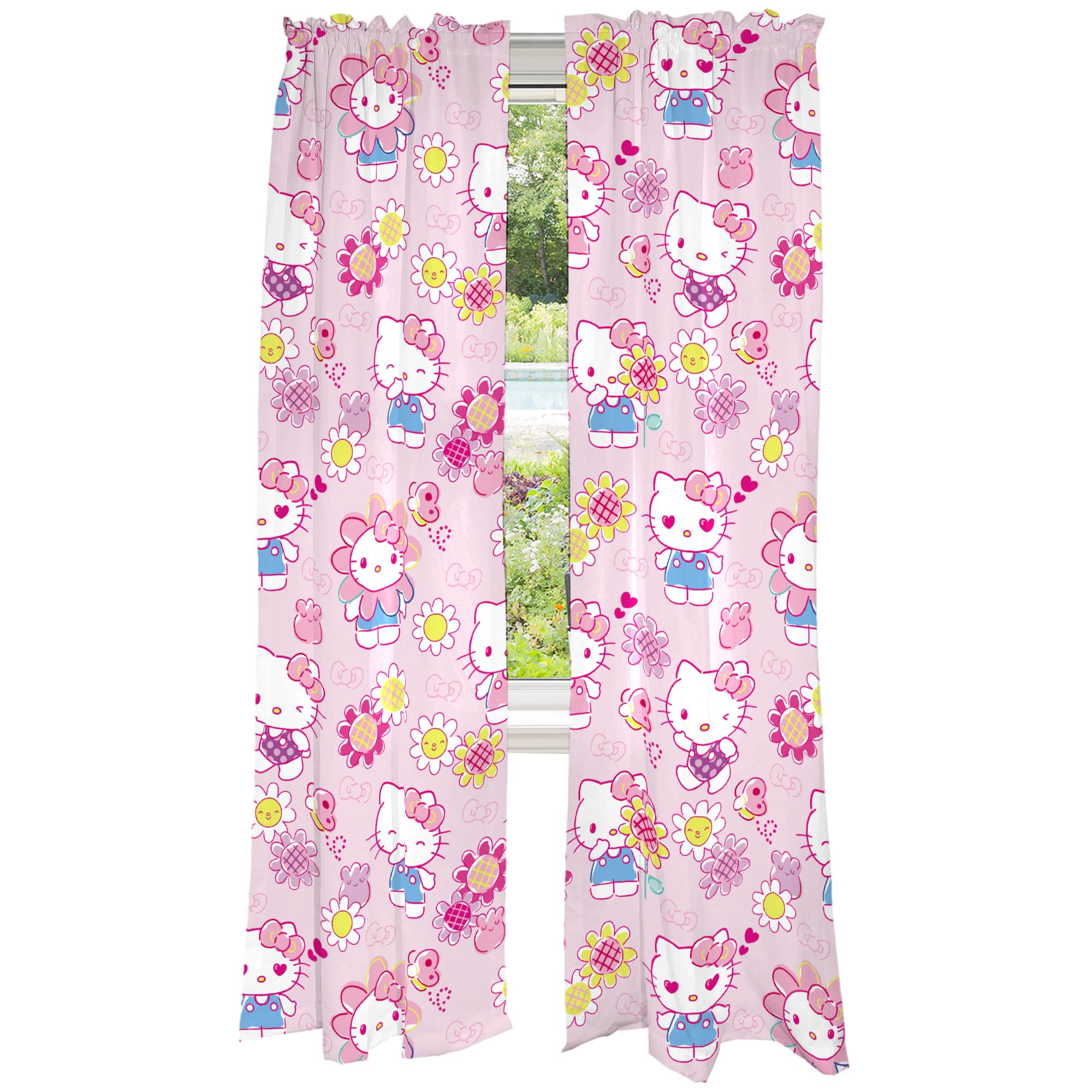 Franco Kids Hello Kitty Window Curtains Drapes Set, 82 in x 84 in, for ...