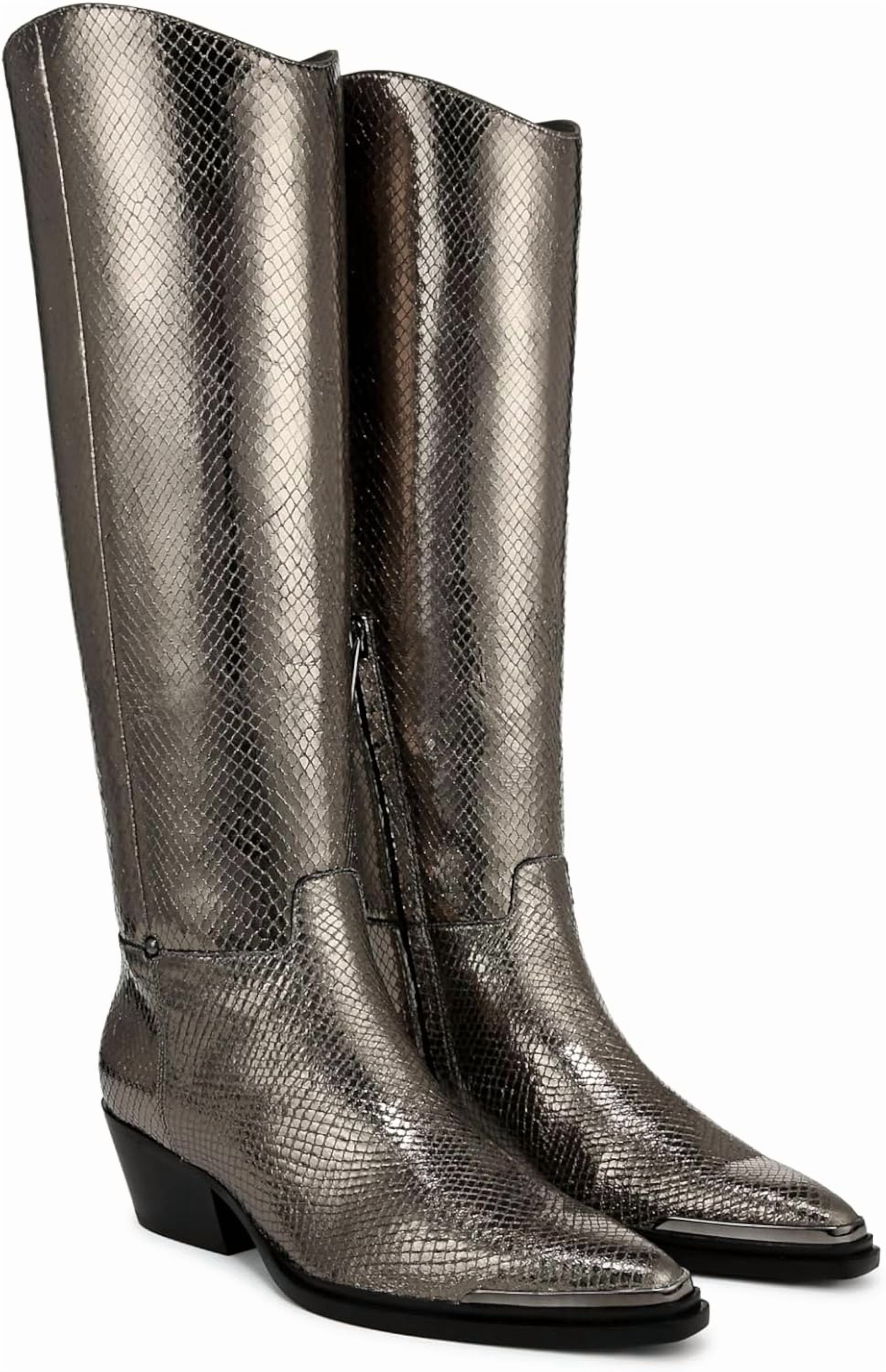Franco Sarto Women's Billie Western Knee High Boot Pewter Snake Wide ...