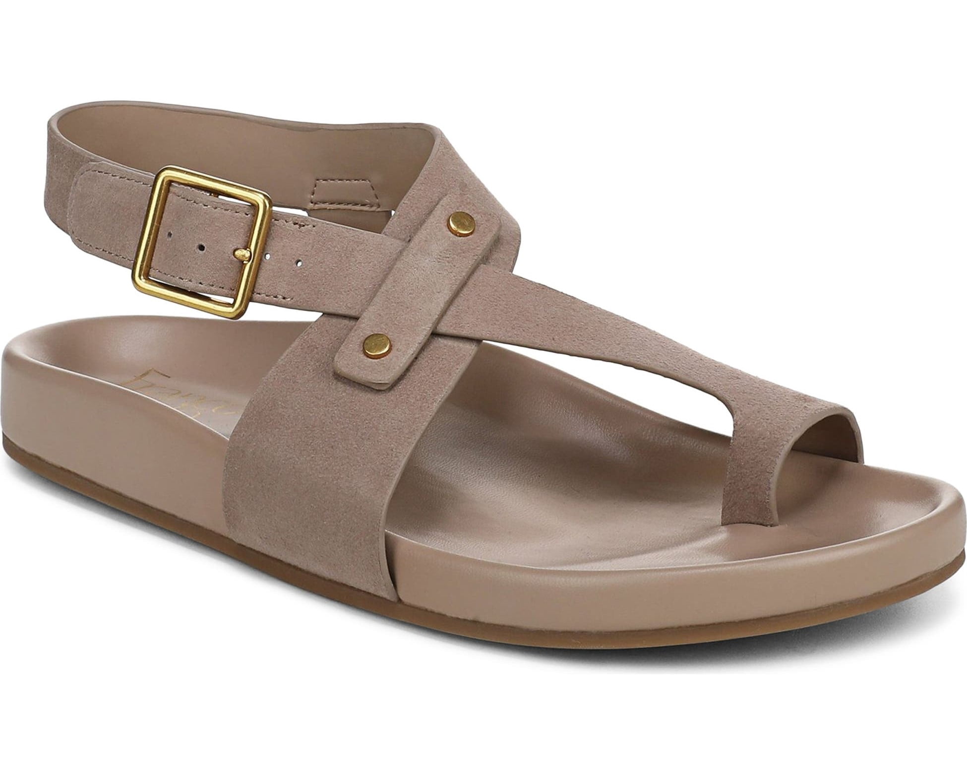 Franco Sarto Women' s Blair Toe Loop Buckle Flat Sandals Porcini Beige ...
