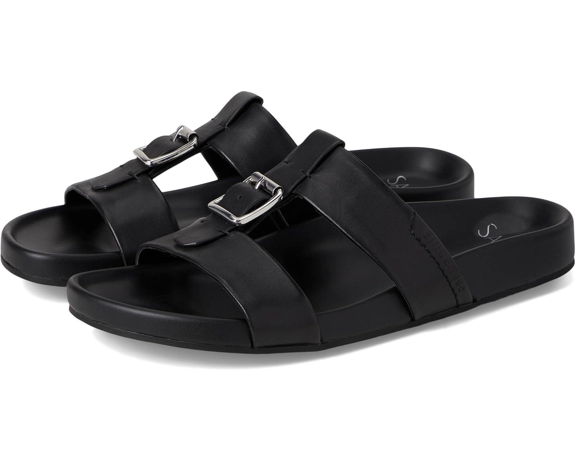 Franco Sarto Women's Braxton Two Strap Slide Sandal Black 8.5M ...