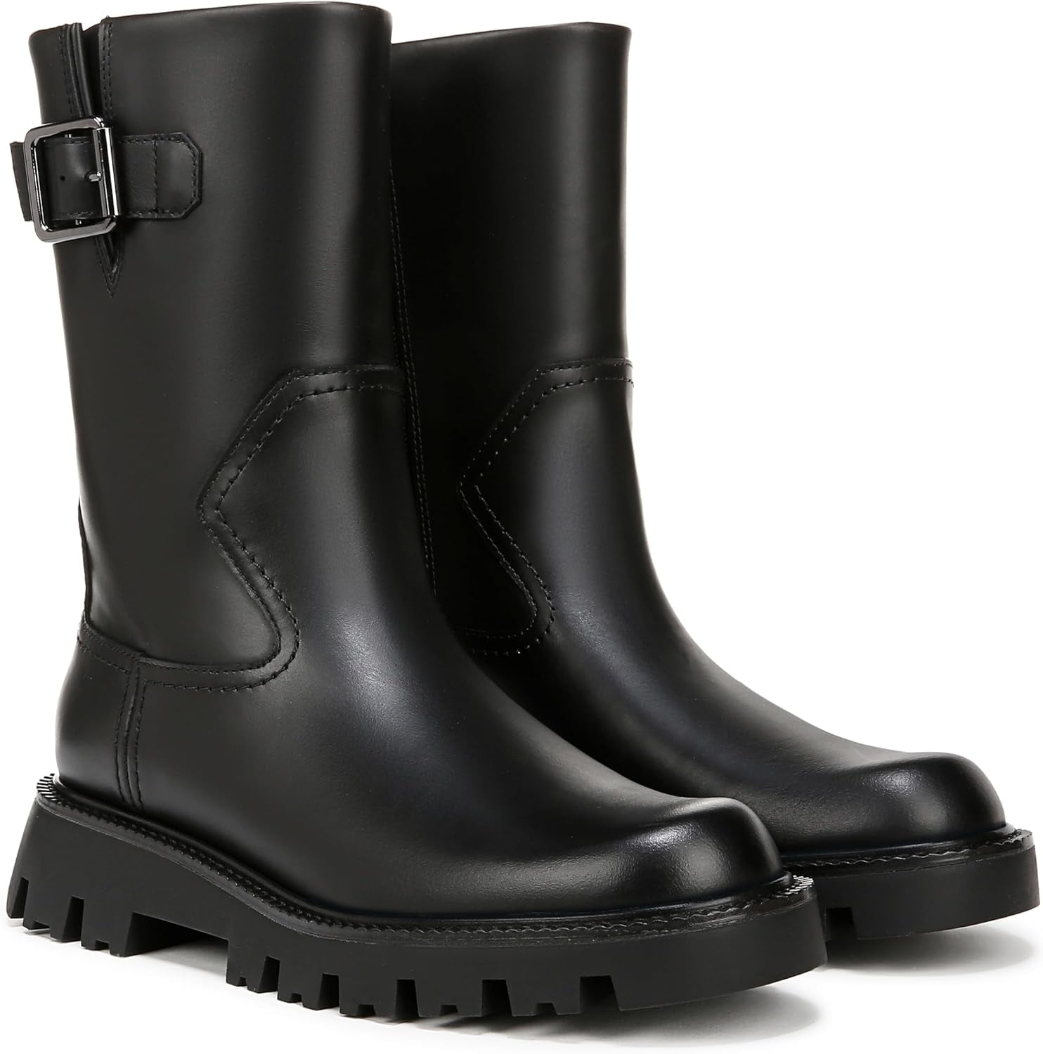 Franco Sarto Women's Brina Mid Calf Lug Bottom Boot Black 7M - Walmart.com