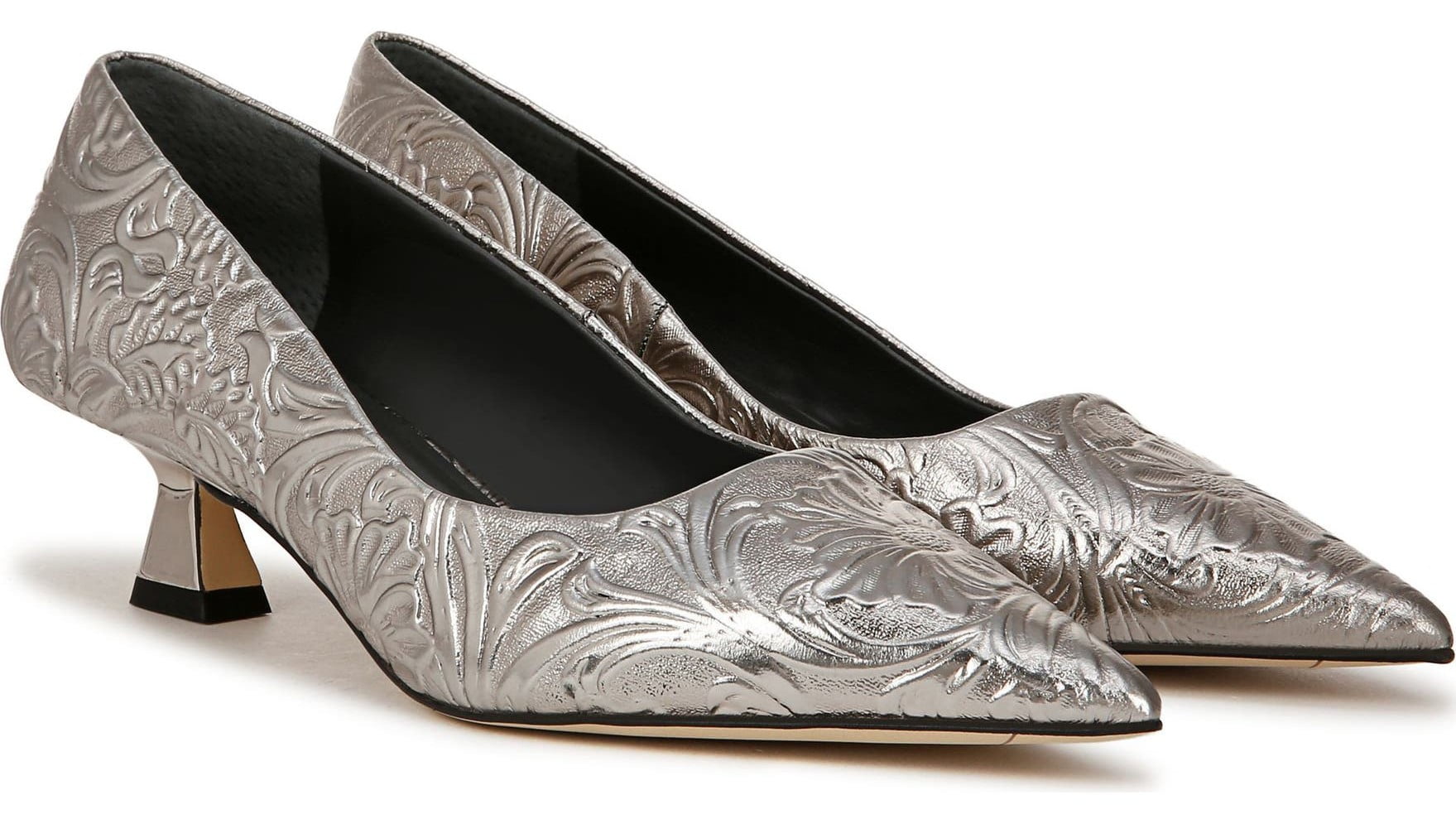 Franco Sarto Women's Diva Pointed Toe Heel Pump Pewter Leather 7.5M ...